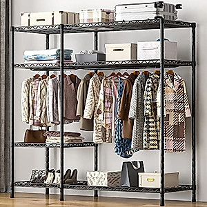 GMIULIG Metal Wire Heavy Duty Garment Rack Clothes Rack Clothing Racks for Hanging Clothes Wardrobe Hanging Clothes Portable Closet Organizer System Portable Closets for Hanging Clothes