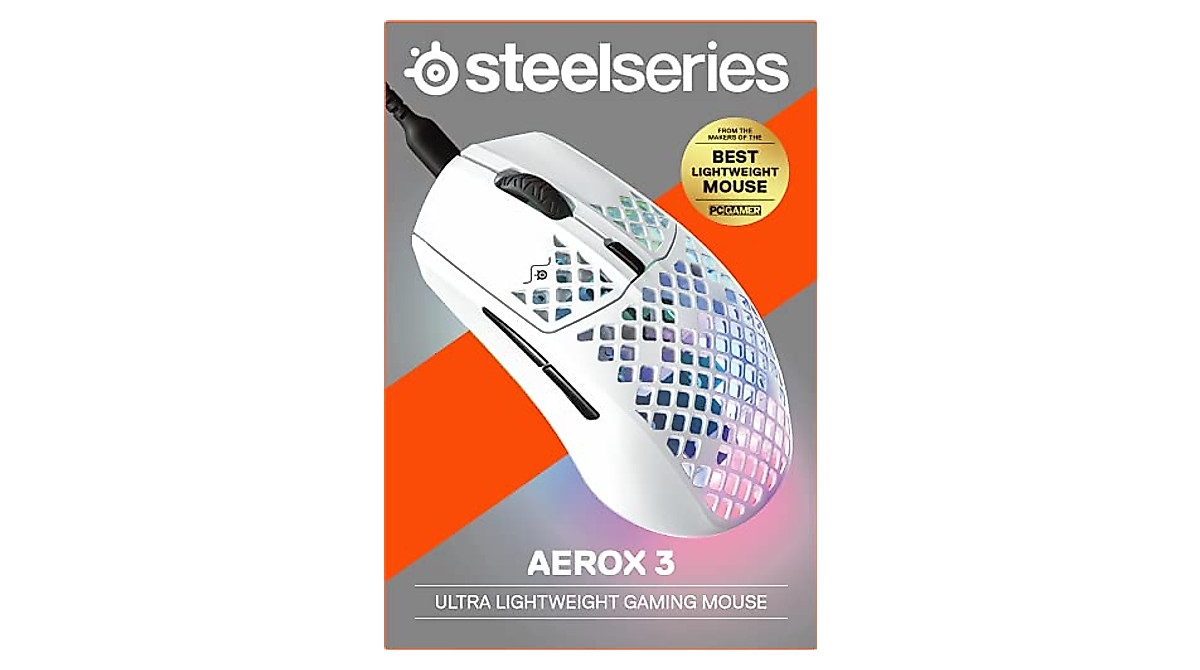 SteelSeries Aerox 3 Snow Gaming Mouse - Ultra-Light & Water Resistant
