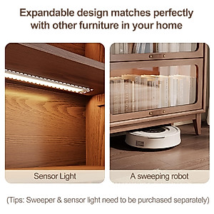 AQIMUELE Wood Bookcase 5 Tier Bookshelves with Tempered Cabinet Glass Doors 72 inch, Brown Finish Cube Storage Organizer, Bookshelf Versatile Storage Pantry with for Kitchen Home, Office