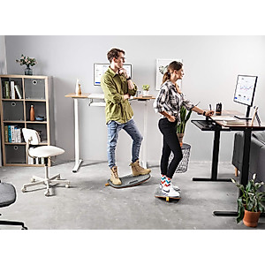 FEZIBO Triple Motor L-Shaped Standing Desk and Anti Fatigue Balance Board(Medium) for Standing Desk Bundle