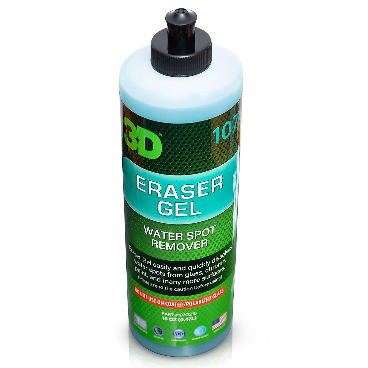 3D Eraser Gel Hard Water Spot Remover - 16 oz. - Hard Water Stain Remover for Cars, Glass, and Paint - All Natural Shower Door Cleaner - Cleans Mirrors, Windows, Chrome Surfaces, and More