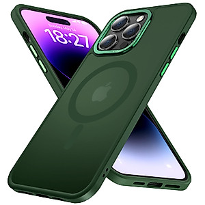 KISEN for iPhone 14 Pro Max Case Magnetic Compatible with MagSafe Slim Translucent Matte Phone Case Cover 6.7 inch, Alpine Green