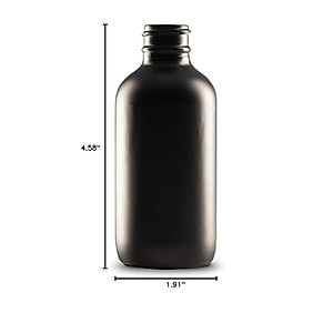 The Bottle Depot - 12 Pack - 4 oz Glass Bottle With Cap - Black Frosted - 22-400 Neck Finish - Boston Round Bottles - UV Rays Protection
