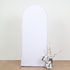 Efavormart 7ft White Spandex Fit Round Top Backdrop Frame Stand Cover, 2-Sided Wedding Arch Cover