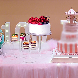 KVMORZE Acrylic Cake Stand, Clear Round Cupcake Stands for Dessert Table, Dessert Cupcake Pastry Candy Display Riser for Wedding, Event, Party, Cake Holder for Cupcake Dessert Cake Pizza (9.8in)