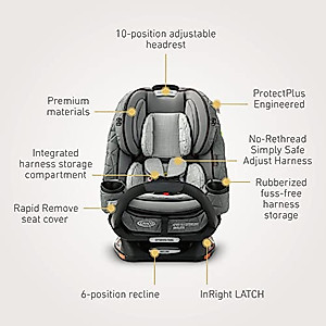 Graco® Premier 4Ever® DLX Extend2Fit® SnugLock® 4-in-1 Car Seat Featuring Anti-Rebound Bar, Midtown