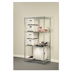 Alera SW503624SR Wire Shelving Starter Kit, 4 Shelves, 36w x 24d x 72h, Silver