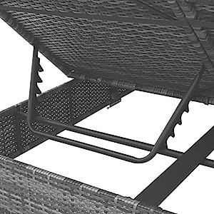 Tidyard Outdoor Lounge Bed with Curtains Sunbed Outdoor Sofabed Garden Furniture Weather-Resistant & Waterproof, Removable & Washable Cushion Poly Rattan Gray