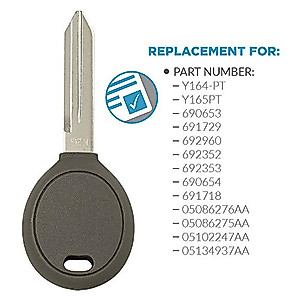 Keyless2Go Replacement for New Uncut Transponder Ignition Car Key Y164 (2 Pack)