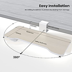 Keyboard Tray Under Desk,360 Rotating Keyboard&Mouse Tray with Drawer,Yikola Desk Extender Adjustable C-Clamp, Ergonomic Platform Tray Under Table,No Drilling Install 23.54'' x 9.8''in-Oak Pattern…