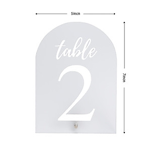 Frosted Arch Table Numbers for Wedding Reception with Matel Stands 1-15,5''x7'' Inch Frosted Arch Acrylic Sign with White Letters for Reception, Party, Anniversary, Event