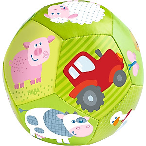 HABA 4.5" Baby Ball On The Farm Tummy Time and Sensory Play Favorite to Encourage Crawling and Gross Motor Skills for Babies 6 Months and Up