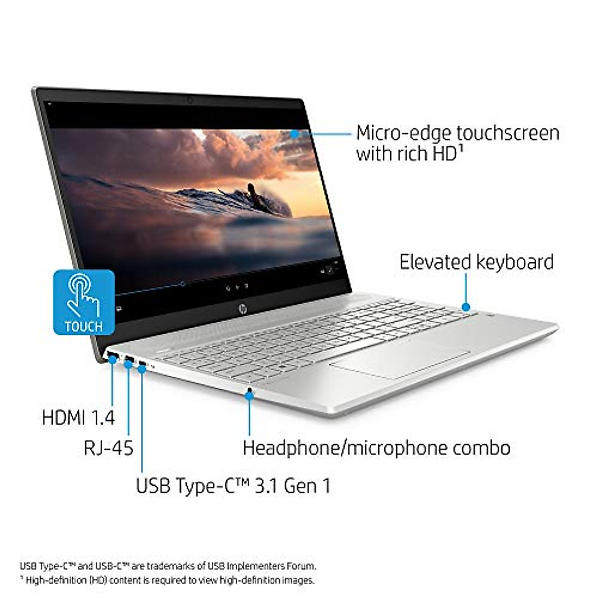 HP Pavilion 15-Inch HD Touchscreen Laptop, 10th Gen Intel Core i5-1035G1, 8 GB RAM, 512 GB Solid-State Drive, Windows 10 Home (15-cs3010nr, Mineral Silver)