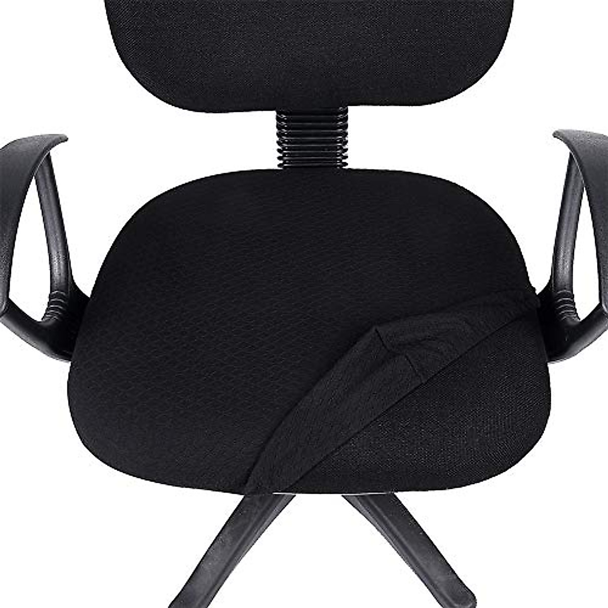 smiry Stretch Jacquard Office Computer Chair Seat Covers, Removable Washable Anti-dust Desk Chair Seat Cushion Protectors - Black