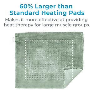 Pure Enrichment WeightedWarmth Extra-Wide Weighted Heating Pad for Cramps, Back, & Shoulder Joint Relief, 3.5 lbs, 6 Heat Settings, Microplush, Machine Washable, 2 Hr Auto Shut-Off, 20”x24” (Jade)