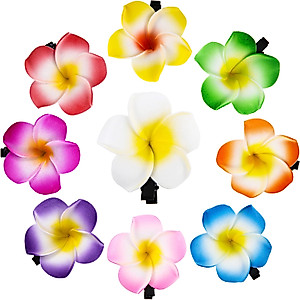 WILLBOND 36 Pieces Plumeria Flower Hair Clips Hawaiian Foam Flower Frangipani Artificial Clips for Bridal Wedding Luau Beach Tropical Vacation Party Hair Decorations(5 cm/ 1.97 inch)