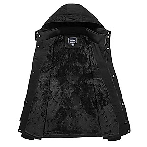 TACVASEN Jackets Mens Winter Army Military Jacket Zipper Jacket Cargo Jacket Winter Coat Outdoor Cotton Coat Black