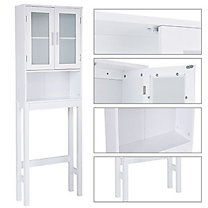 Wooden Over The Toilet Cabinet Storage,BestComfort Bathroom Organizer Over Toilet Storage, Above The Toilet Space Saver Cabinet (22.5" x 7.5" x 61")