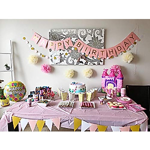 MerryNine Paper Garland, 5 Pack 50ft Glitter Paper Garland Circle Dots Hanging Decor, Paper Banner for Baby Shower, Birthday, Nursery Party Decor(Circle Polka Dots-Pink White Gold-50 Feet)