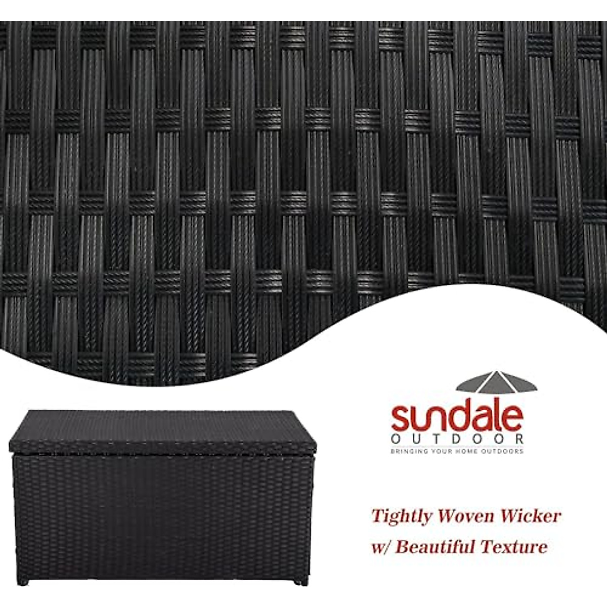 Sundale Outdoor Storage Box, 60 Gallon Patio Deck Boxes with Hinged Lid, Outdoor Wicker Cushion Storage Container Bin Chest for Cover, Pillow, Towel - Steel Frame, Classic Black