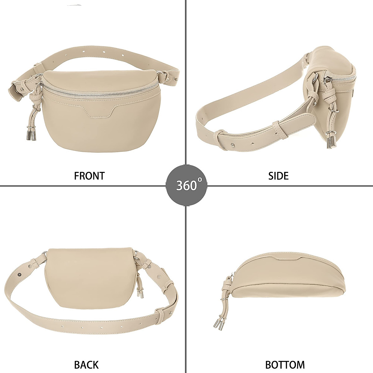 Haytijoe Crossbody Sling Bag for Women Fanny Packs Vegan Leather Bum Bag for Travel (Style6-Khaki)