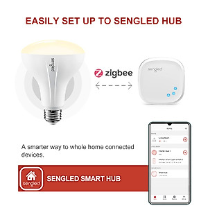 Sengled Zigbee BR30 Smart Bulb, Works with SmartThings and Echo with Built-in Hub, Voice Control with Alexa and Google Home, Hub Required, Dimmable Flood Light Bulb, Soft White 2700K, 2 Pack