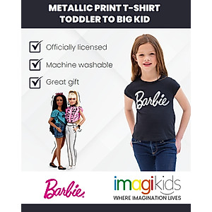 Barbie Toddler Girls Fashion Pullover Graphic T-Shirt Black/Silver 4T