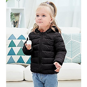 BFUSTYLE Kids Winter Coat Black Girl Boy Down Alternative Jacket Toddler Ultralight Clothing Halloween Christmas Birthday Gift (Black, 18-24 Months)