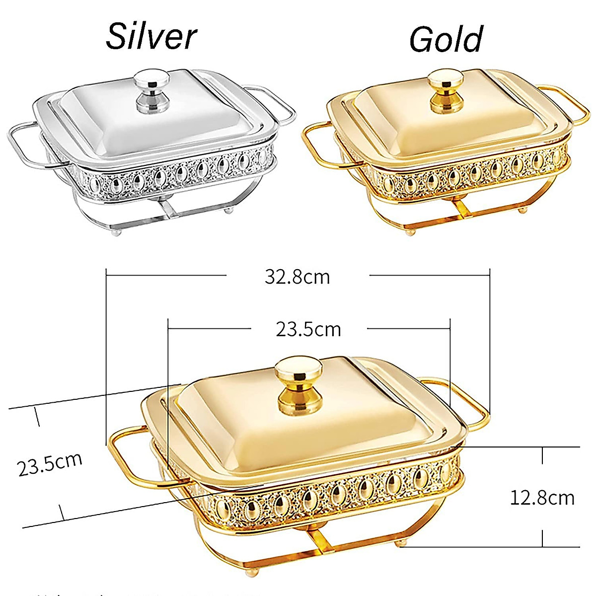 YRHH 1.8L Chafing Dish Buffet Set, Food Heating Container and Buffet Warmer Sets with Lid, Gold