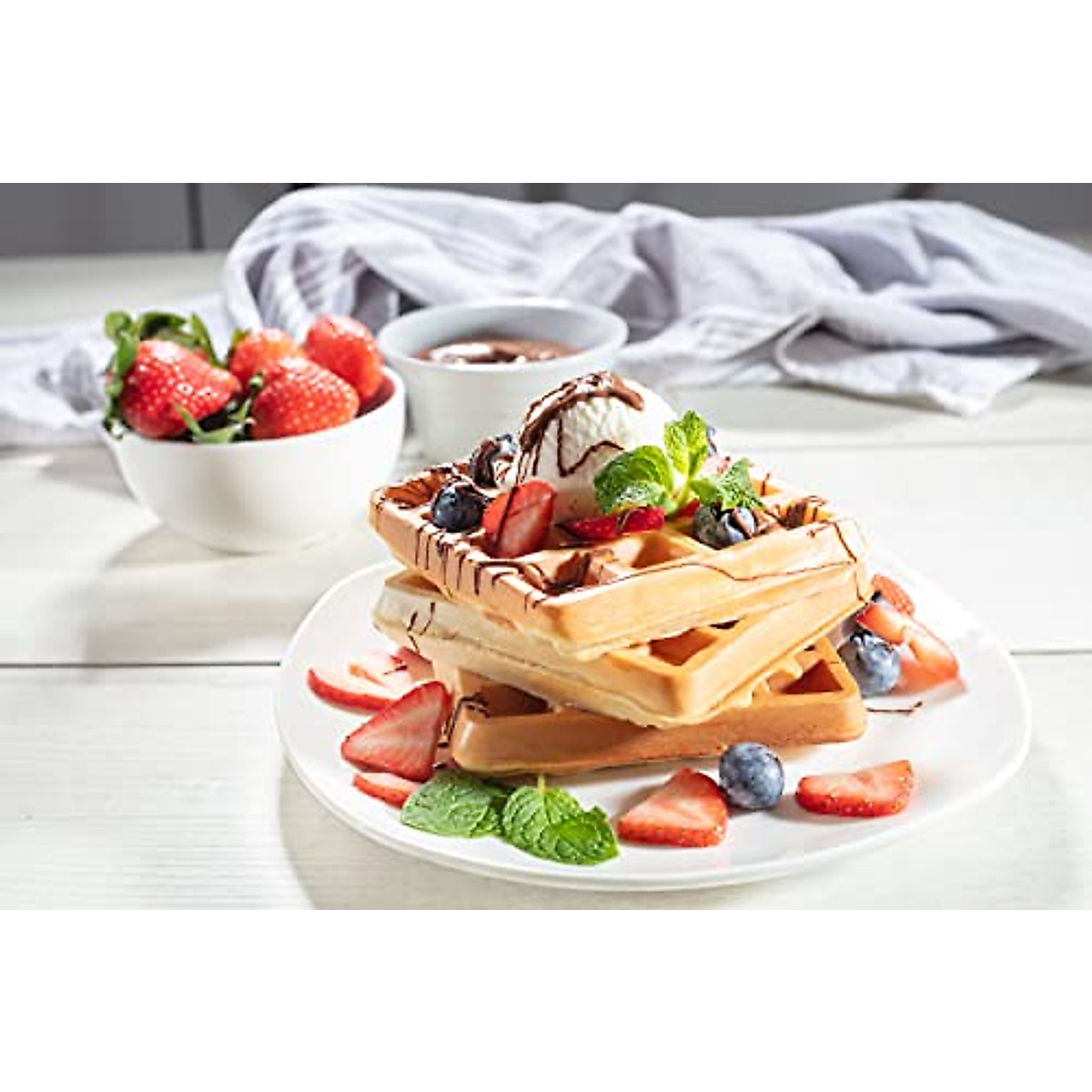 CucinaPro Four Square Belgian Waffle Maker, Extra Large Stainless Steel Kitchen Appliance with Nonstick Waffler Iron Plates, Makes 4 Fluffy Waffles, Griddle is Great for Family Breakfast or Gift