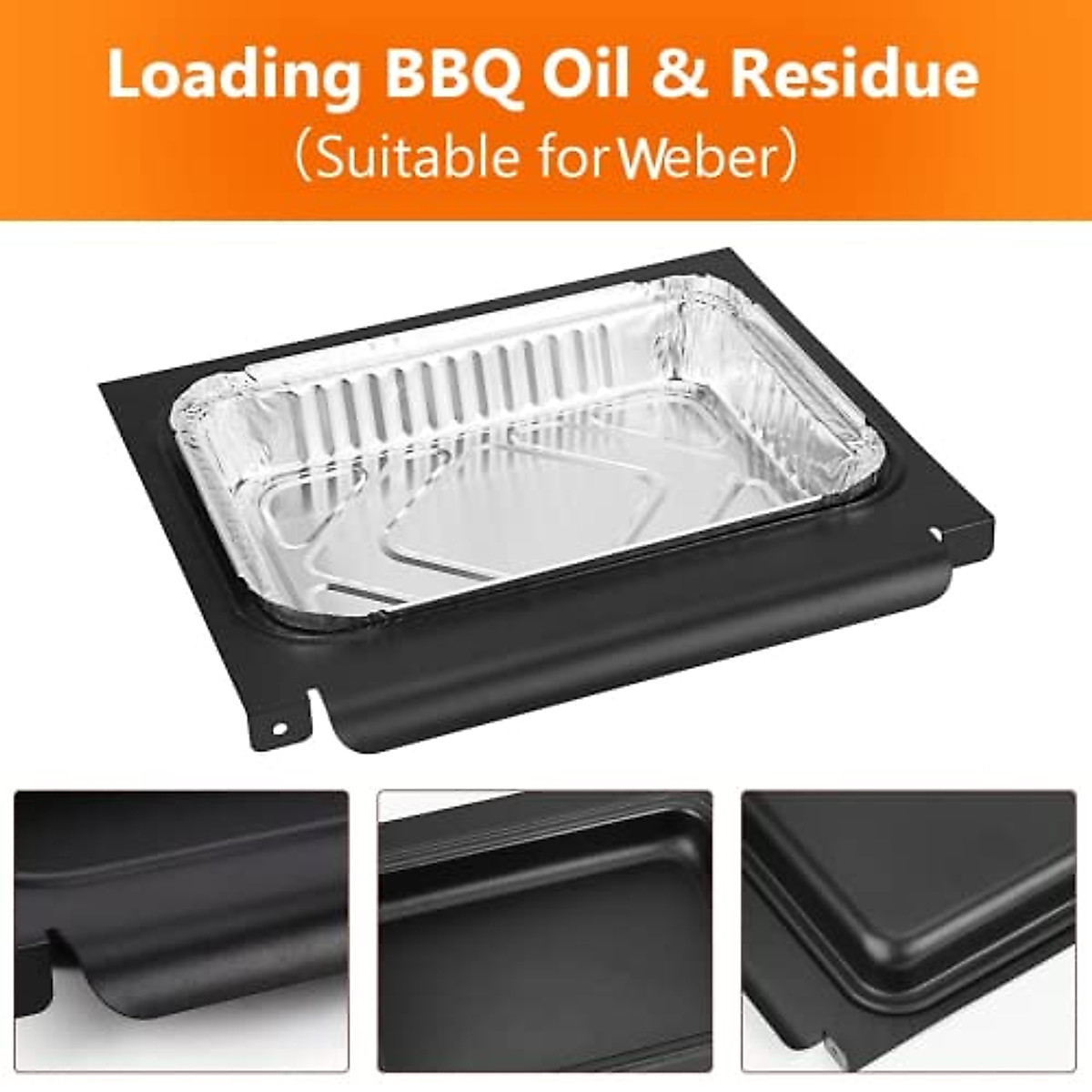 Hisencn 67047 Catch Pan and Aluminum Drip Pans for Weber Spirit I&II 200 and 300, Genesis II LX200/300 Series, Grease Collection Pan for Weber Traveler Grill, Drip Tray for Weber 67047 83156 6415