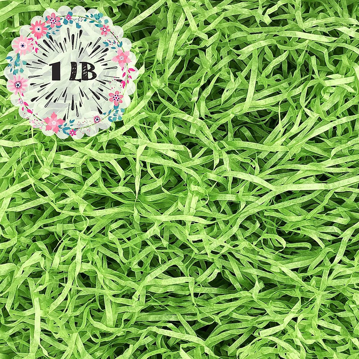 Easter Grass Basket Filler 1LB Recyclable Paper Shred Crinkle Shredded Paper for Easter Basket Stuffers Gift Wrapping & Basket Filling (Green)