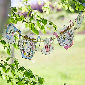 Talking Tables Truly Alice Hanging Teapot Bunting (13 Ft.) for a Tea Party, Multicolor