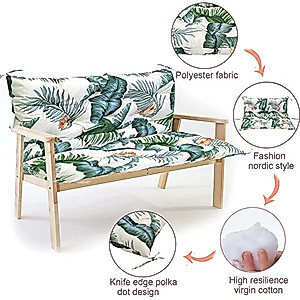 GPPSUNGD Swing Replacement Cushions with Backrest Outdoor Waterproof Overstuffed Bench Cushion 2-3 Seater for Garden Patio Furniture (60 X 40 Inch, Red)