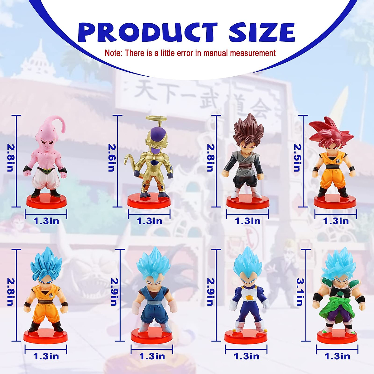 HONGFENG 16 Pack DBZ Anime Cartoon Cake Toppers,3" Goku Figures Cake Toppers Set.