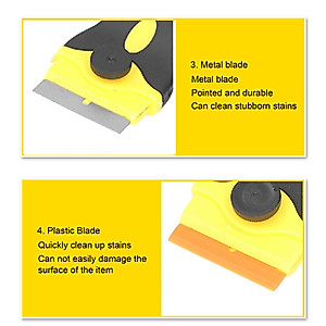 Razor Blade Scraper 2Pcs Multi Purpose Cleaning Razor Scraper 2 in 1 Razor Scraper Tool Glass Scraper for Windows Decals Tint(Black+Yellow)