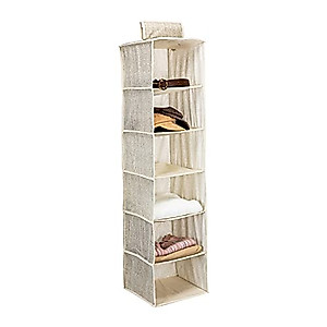 Simplify Hanging Faux Jute, Easy to Assemble, Foldable, Space Saver 6 Shelf Closet Organizer