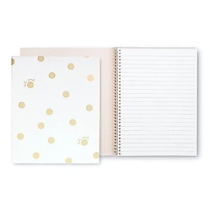 Kate Spade New York Small Concealed Spiral Notebook, 8.25" x 6.75" Journal Notebook with 112 Lined Pages, Gold Dot with Script