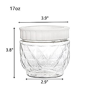 Lawei 12 Pack Clear Plastic Jars with Lids, 17 Oz Refillable Food Safe Storage Jars, Leak-Proof Wide Mouth Empty Storage Containers for Dry Food, Spices, Nuts, Honey, Jam, Kitchen Use