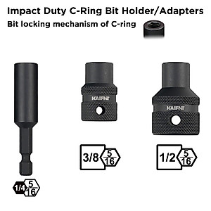 KAIFNT K459 Impact Driver Sturdy Bit Set with Adapters, 5/16-Inch Hex Shank, 53-Piece
