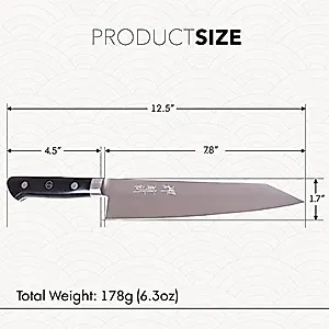 JCK ORIGINAL Kagayaki Japanese Chef’s Knife, KN-3 Professional Kiritsuke-Gyuto Knife, R-2 Special Steel Pro Kitchen Knife with Ergonomic Pakka Wood Handle, 7.8 inch
