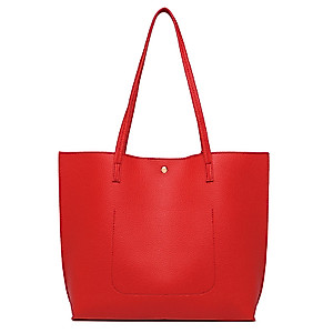 Lieseh Women's Bohemian Tote Bag for Shoulder and Hand with Inner Pocket (Bright Red Ribbon)