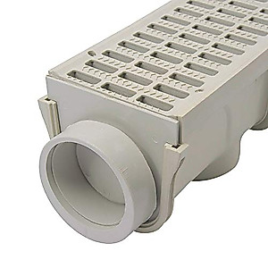 NDS 5 in. Pro Series Drain Kit, 5-1/2 in. X 39-3/8 in. Deep Profile Channel, End Caps/Outlet, Gray Plastic Grates
