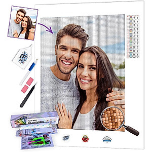 KYOQFVN Diamond Art Painting Kits for Kids with Wooden Frame, 5D Diamond Art Kits for Beginners, DIY Full Drill Big Gem Art for Ages 4-6-8-12, for Home Wall Decor 6x6inch(Ku-romi and Me-lody)