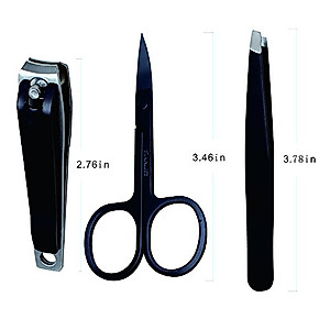 3Pcs Nail Clippers Set, Stainless Steel Fingernail and Toenail Clipper Cutters, Professional Nail Clippers Cutter for Men,Women,Kids. Slanted Tip Tweezers, Eyebrow Scissors, Nail Cutter