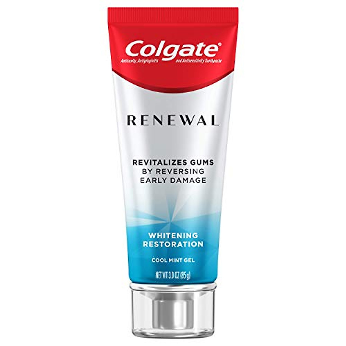 Colgate Renewal Gum Protection Whitening Toothpaste Gel, Mint Gel Toothpaste for Gingivitis and Teeth Whitening Restoration, Sugar Free, Enamel Safe, Gluten Free, Vegan, 2 Pack, 3 OZ Tubes