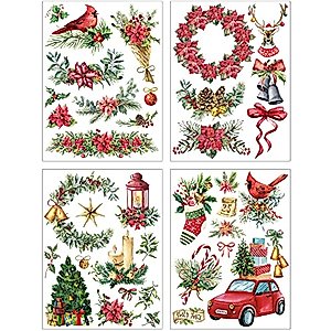 4 Sheets Rub on Transfers 16 x 12 Inches Sunflower Rose Eucalyptus Furniture Rub on Transfers Stickers for Crafts Wood Furniture Fabric Journal Envelope Scrapbooking (Bright Style)