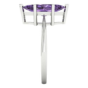 Clara Pucci 2.50 ct Marquise Cut Solitaire Simulated Alexandrite Engagement Bridal Promise Anniversary Ring 18K White Gold Size 6.25