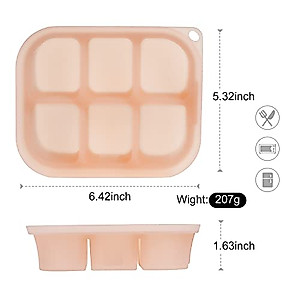haakaa Silicone Freezer Tray,Ice Cube Trays with Lid,Perfect for Baby Food and Breast Milk Freezer, Vegetable & Fruit Purees,6 x 2 oz, Blush