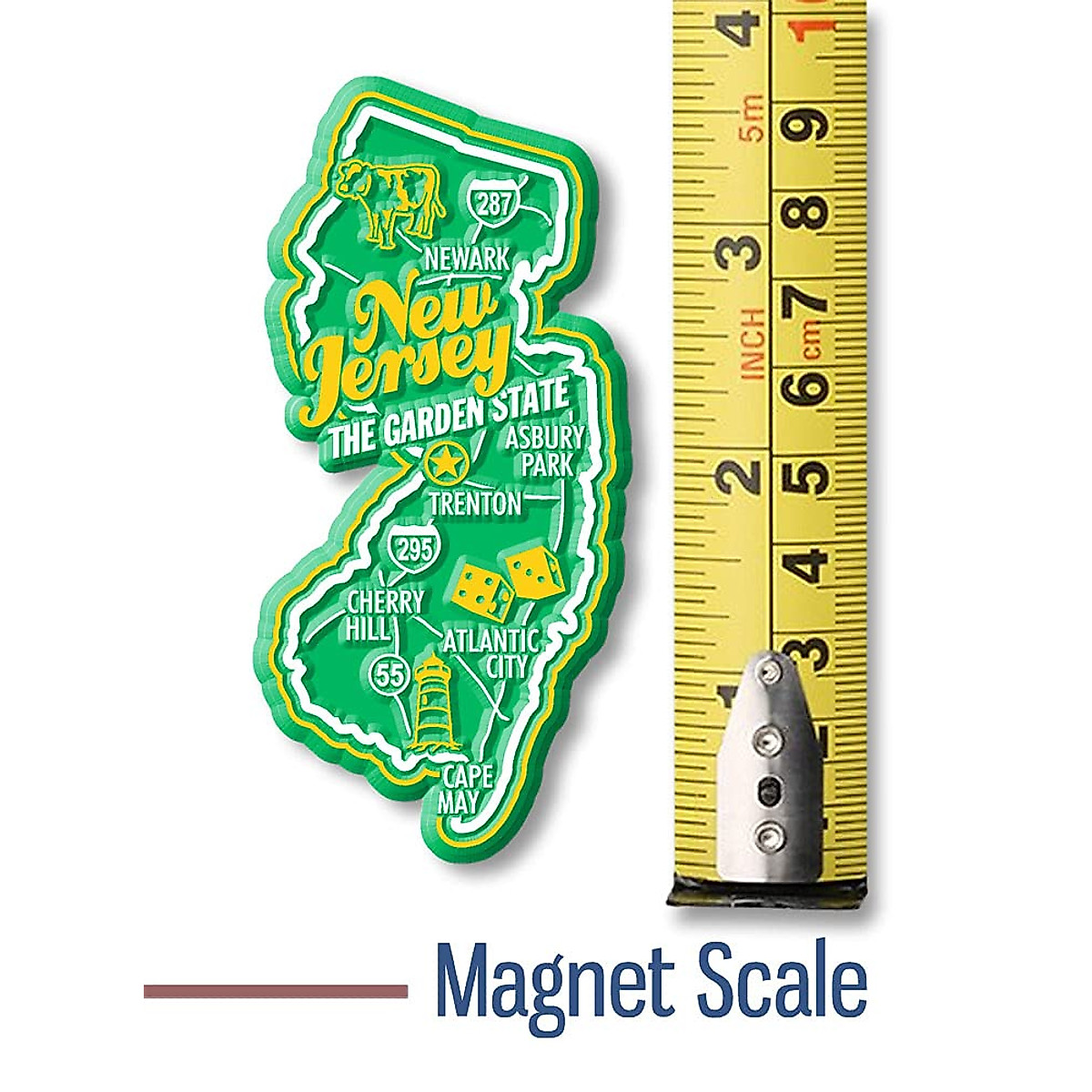 New Jersey Premium State Magnet by Classic Magnets, 1.6" x 3.5", Collectible Souvenirs Made in The USA